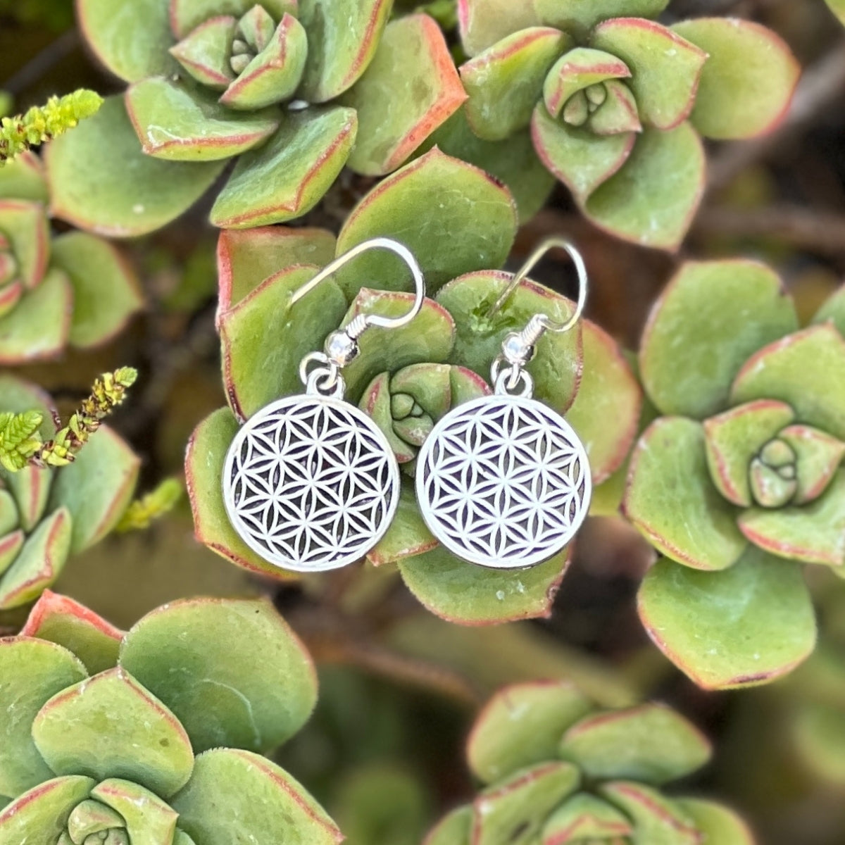 Gogh Jewelry Design Flower of Life Earrings for Harmonious Energy
